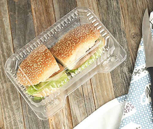 MT Products Disposable Sturdy Plastic Hinged Loaf Containers - Durable Medium Hoagie or Sandwich Container – Inside Dimensions of 8 in x 4 in x 3.85 in (Pack of 20) Made in The USA