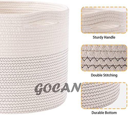 GOCAN Extra Large Laundry Basket 22" X 22"X 14" XXXL Cotton Rope Woven Basket for Blankets Storage Basket with Handles for Living Room (Beige)