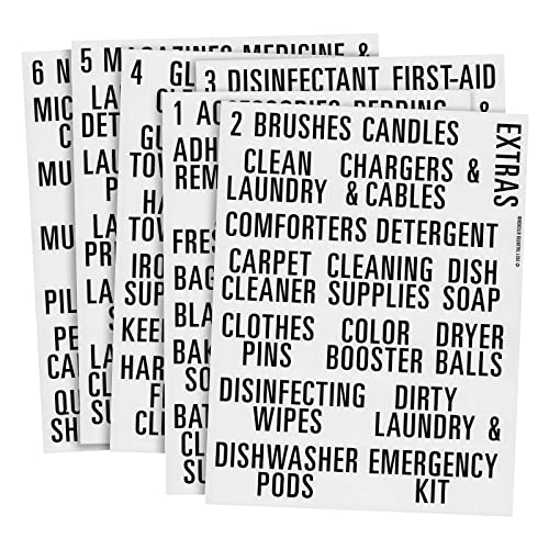 162 Pieces Laundry Room Labels, Bold All Caps Black Print on Clear Stickers for Linen Closet, Cleaning Supplies (Water Resistant)