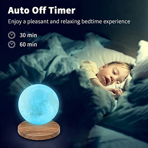 GDREAMT Levitating Moon Lamp, 18 Colors Floating and Spinning 3D Printing Moon Night Light with Magnetic Base & Remote Control LED Night Lamp Gift for Baby Girls Boys Birthday Christmas