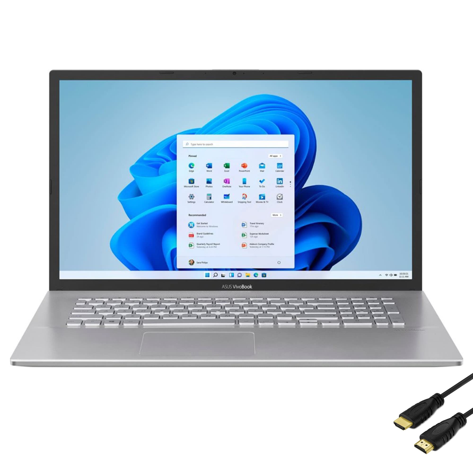 2021 Newest ASUS Vivobook 17.3" HD+ Business and Family Laptop, Intel i7-1065G7, Lightweight, Chiclet Keyboard, Bundle with HDMI, Windows 11 Home, Silver (16GB | 512GB SSD | 1TB HDD, i7-1065G7)