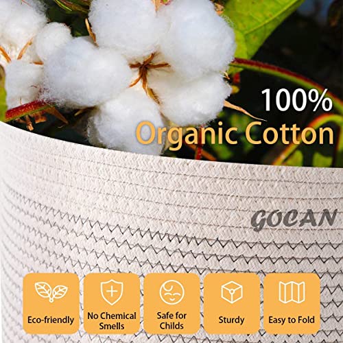 GOCAN Extra Large Laundry Basket 22" X 22"X 14" XXXL Cotton Rope Woven Basket for Blankets Storage Basket with Handles for Living Room (Beige)