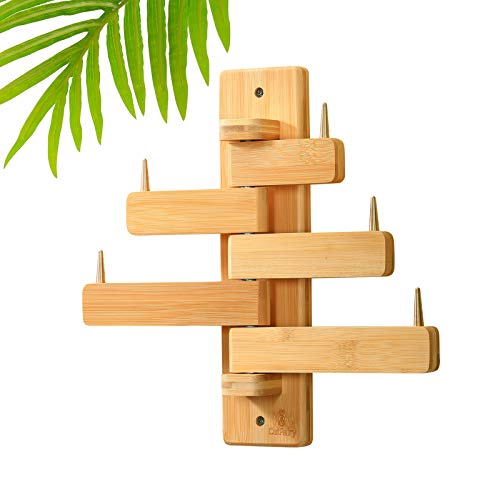 CatFairy Can Swing Wood Coat Rack Wall Hooks, Wood Wall Hooks Made of Pure Solid Bamboo, Robust, Beautiful and Personalized Wall Mounted Bathroom Towel Rack (Swivel Foldable Bamboo)