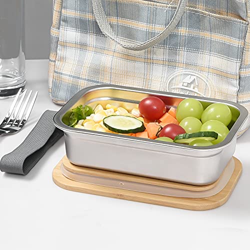 Stainless Steel Bento Lunch Box Japanese Bento Box Extra Small Bamboo Lunch Box Stainless Steel Snack Containers Food for Kids Toddler Metal Lunch Containers for School,Work,Rectangle 15.2oz/450ml
