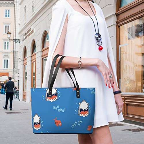 Womens Handbag Shark Fish Leather Tote Bag Top Handle Satchel Bags For Lady