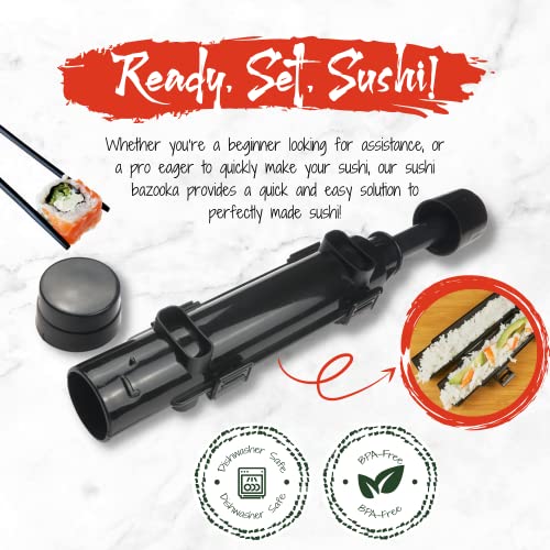 Sushi Making Kit - Premium Kanpeki Living 22 Piece Sushi Set With Chef Knife, Bamboo Mat, Bazooka Roller, Rice Mold Rice Paddle and Spreader Chopsticks eBook DIY Sushi Maker Kit for Beginners and Pros