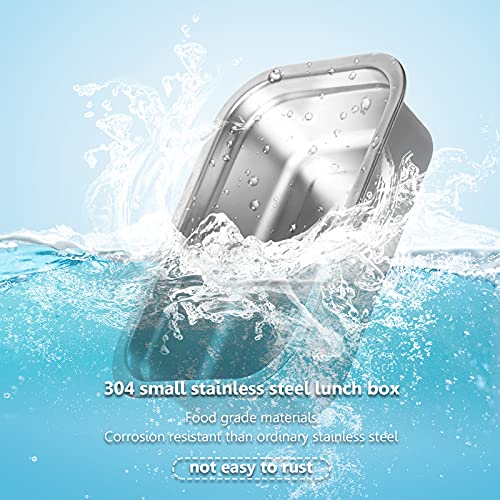 Stainless Steel Bento Lunch Box Japanese Bento Box Extra Small Bamboo Lunch Box Stainless Steel Snack Containers Food for Kids Toddler Metal Lunch Containers for School,Work,Rectangle 15.2oz/450ml