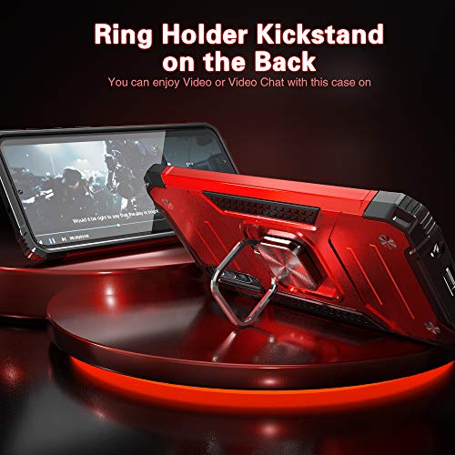 IDYStar Galaxy A50 Case with Screen Protector, Galaxy A30S Case, Shockproof Drop Test Cover with Car Mount Kickstand Lightweight Protective Cover for Samsung Galaxy A50/A30S/A50S, Red