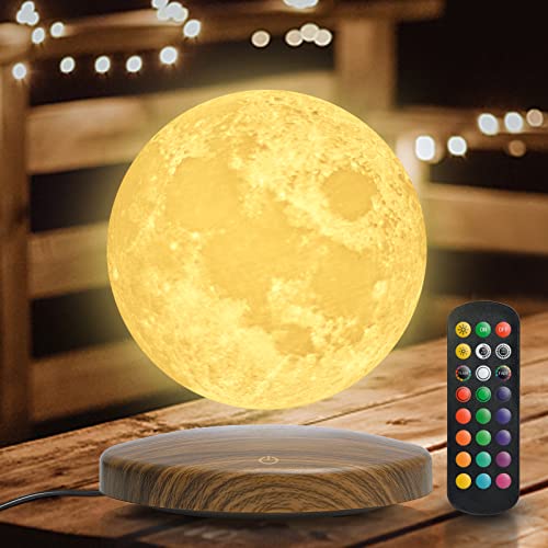 GDREAMT Levitating Moon Lamp, 18 Colors Floating and Spinning 3D Printing Moon Night Light with Magnetic Base & Remote Control LED Night Lamp Gift for Baby Girls Boys Birthday Christmas