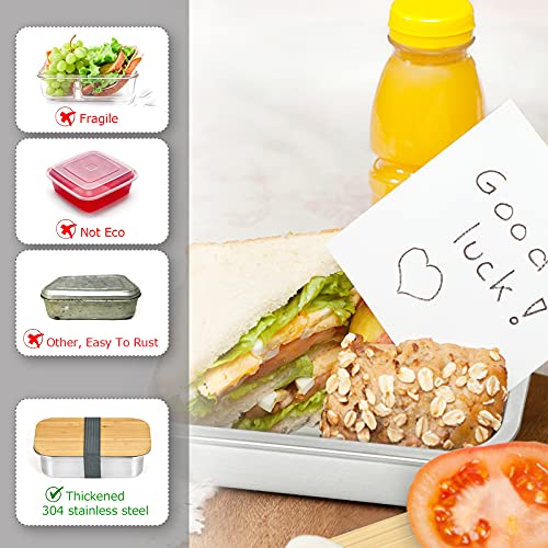 Stainless Steel Bento Lunch Box Japanese Bento Box Extra Small Bamboo Lunch Box Stainless Steel Snack Containers Food for Kids Toddler Metal Lunch Containers for School,Work,Rectangle 15.2oz/450ml