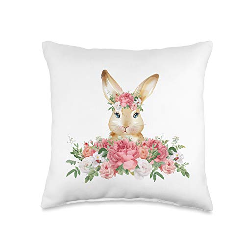 Easter Decor by MSAG Easter Bunny Rabbit Home Decorations Throw Pillow, 16x16, Multicolor