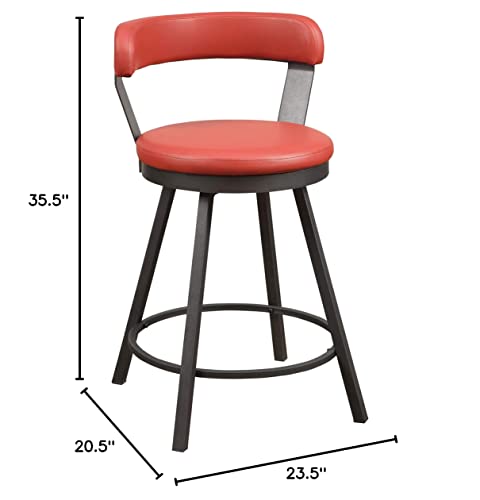 Lexicon Hoisington Swivel Counter Height Chairs (Set of 2), 25.5" SH, Red