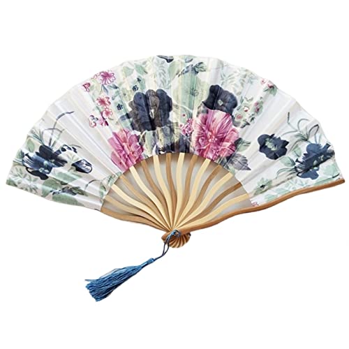 Folding Hand Fan Chinese Style Flowers Hand Held Fan Bamboo Paper Folding Fan Party Wedding Decor Vintage Chinese Fans Paper Home Bamboo Fan Gift Decorative Fan (Color : B)