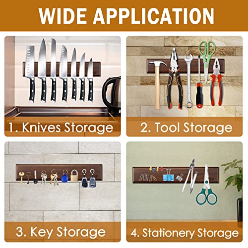 Magnetic Knife Holder for Wall 16 Inch, HOSHANHO Powerful Magnetic Knife Strip, Acacia Wood Magnet Knife Rack for Kitchen Knives & Tools