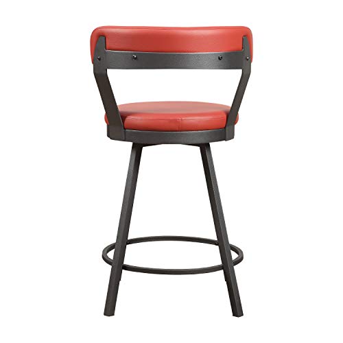 Lexicon Hoisington Swivel Counter Height Chairs (Set of 2), 25.5" SH, Red