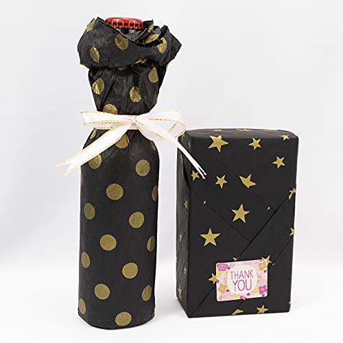MR FIVE 50 Sheets Black and Gold Tissue Paper Bulk,20" x 28",Tissue Paper for Gift Bags,DIY and Craft,Gift Wrapping Paper for Graduation,Birthday,Holiday Party Decoration