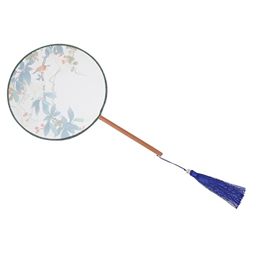RAZZUM Chinese Fan Embroidery Wedding Fans Chinese Traditional Fruit Hand Fans for Women Hand Circular Fan Fan (Color : Blue, Size : 36X21CM)