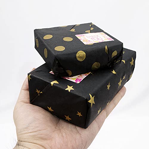 MR FIVE 50 Sheets Black and Gold Tissue Paper Bulk,20" x 28",Tissue Paper for Gift Bags,DIY and Craft,Gift Wrapping Paper for Graduation,Birthday,Holiday Party Decoration