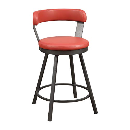 Lexicon Hoisington Swivel Counter Height Chairs (Set of 2), 25.5" SH, Red
