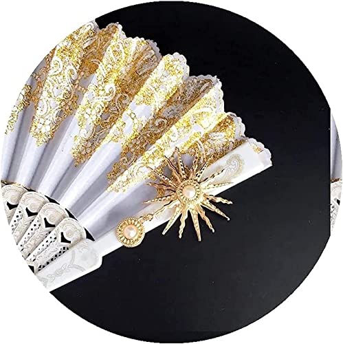 Hand Held Folding Fans with A Fabric Sleeve Protec Vintage Fold Fan for Wedding Party Lace Fan Silk Fan Craft Dance Fan Folding Fan Vintage Style