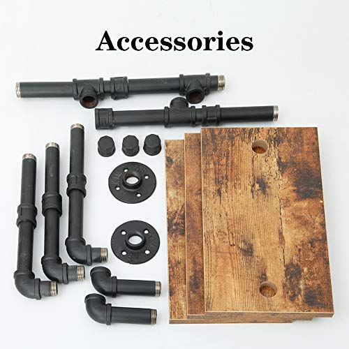 HEONITURE Industrial Pipe Shelving, Pipe Shelves with Wood Planks, Floating Shelves Wall Mounted, Retro Rustic Industrial Shelf for Bar Kitchen Living Room