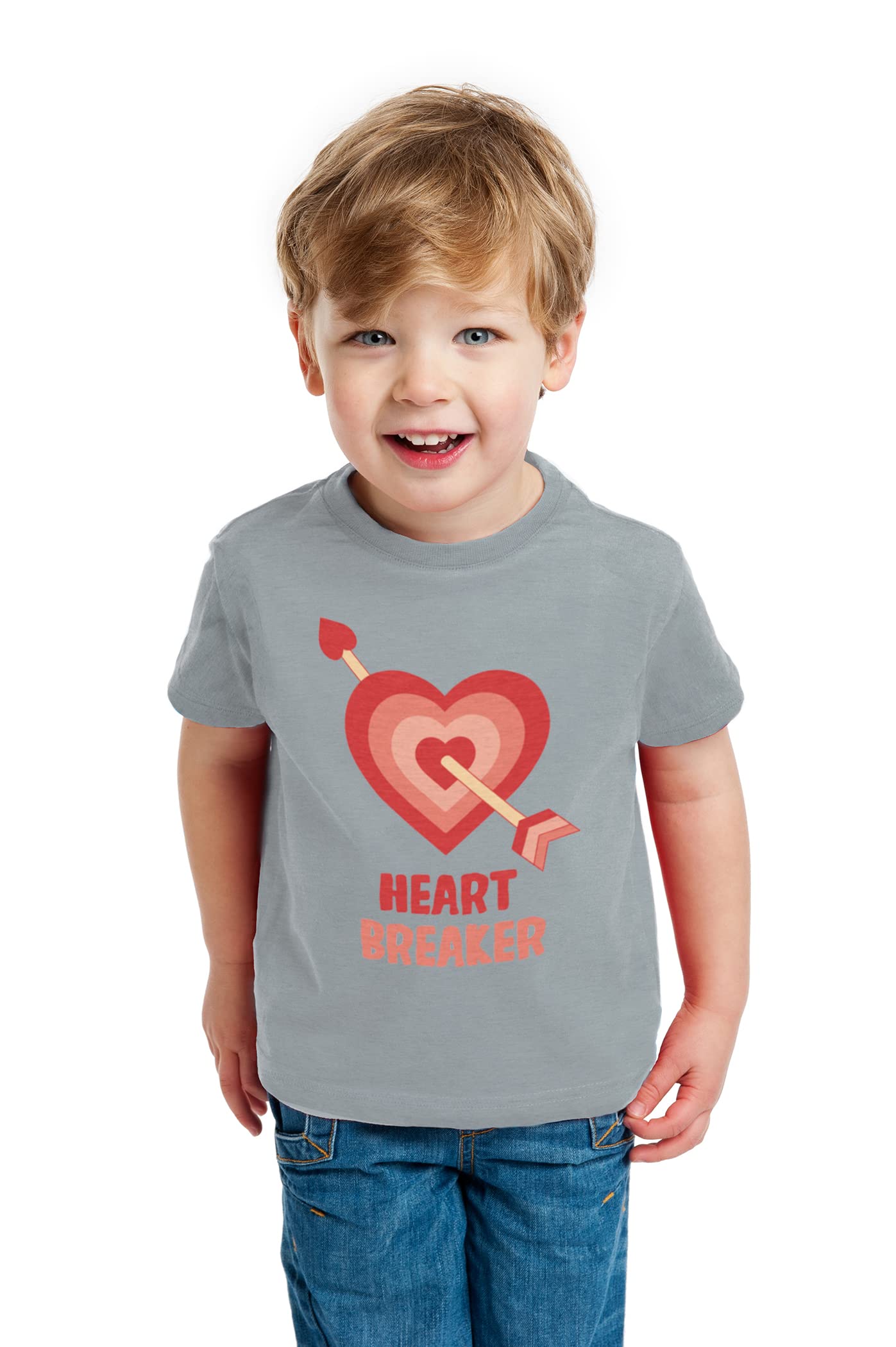 Wild and Happy Heart with Arrow Shirt for Toddler Boys in Grey 4T