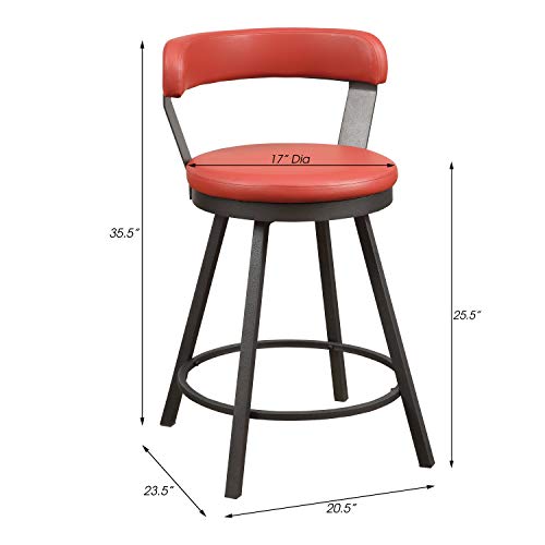 Lexicon Hoisington Swivel Counter Height Chairs (Set of 2), 25.5" SH, Red