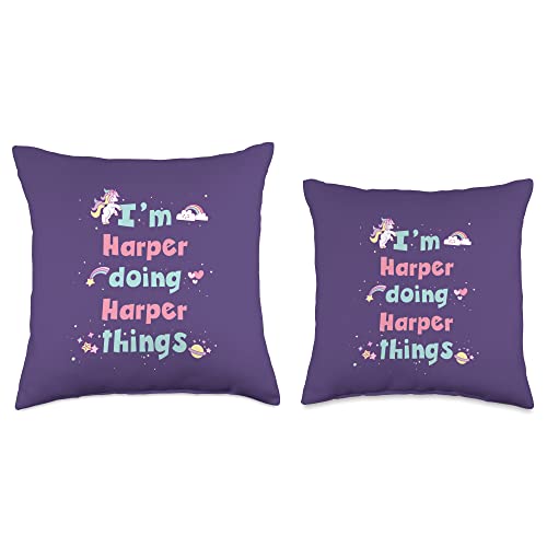 Personalized Harper First Name Apparel & Gifts Cute Harper Personalized First Name Girls Throw Pillow, 16x16, Multicolor