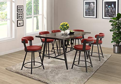 Lexicon Hoisington Swivel Counter Height Chairs (Set of 2), 25.5" SH, Red