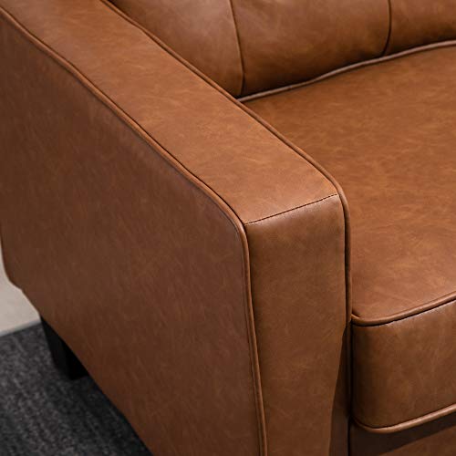 HOMCOM 51" Wide Loveseat with Armrest, 2-Seater Tufted PU Leather Double Sofa, Brown
