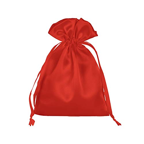 AKLVBL 50 Pack 5X7 Red Satin Bags Small Gift Bags, Jewelry Bags, Drawstring Pouch, Wedding Favor Bags, Baby Shower Bags, Party Favor Bags,Satin Gift Bags