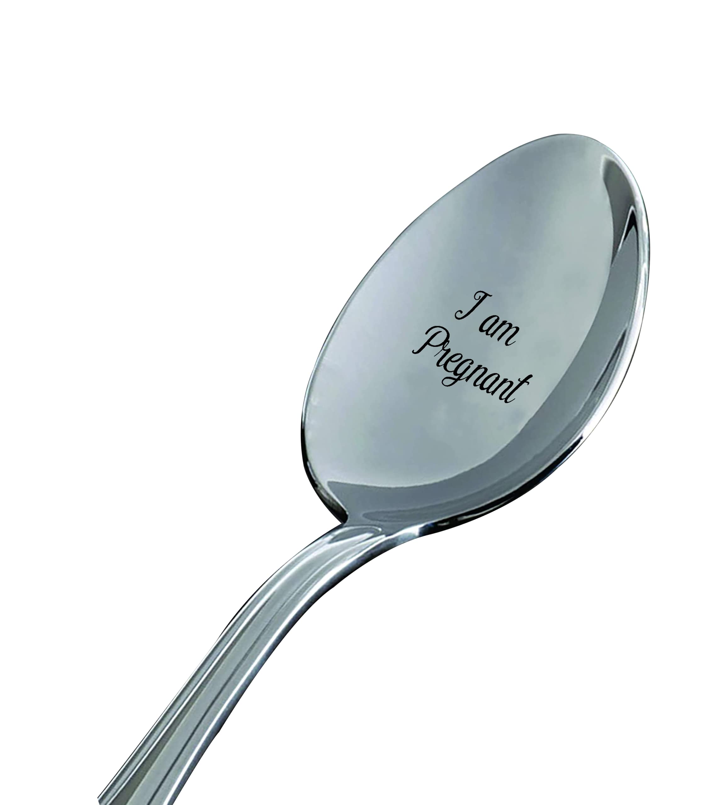 Pregnancy Announcement Unique Surprise Gifts | Engraved Spoon Gift – I Am Pregnant | Baby Reveal Surprise For Husband/Grandpa/Grandma/Nana/Dada/Sisters/Brother/Friends/Guests
