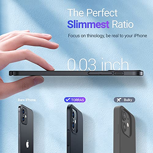 TORRAS Slim Fit Compatible for iPhone 12 Mini Case, Ultra-Thin Lightweight Full Protection Hard PC for iPhone 12 Mini Phone Case with Comfortable Grip 5.4 inch 2020, Space Black