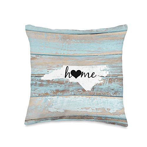 North Carolina Barn Board Shiplap Home Heart Gift North Carolina Rustic Home Pride US State Distressed Look Throw Pillow, 16x16, Multicolor
