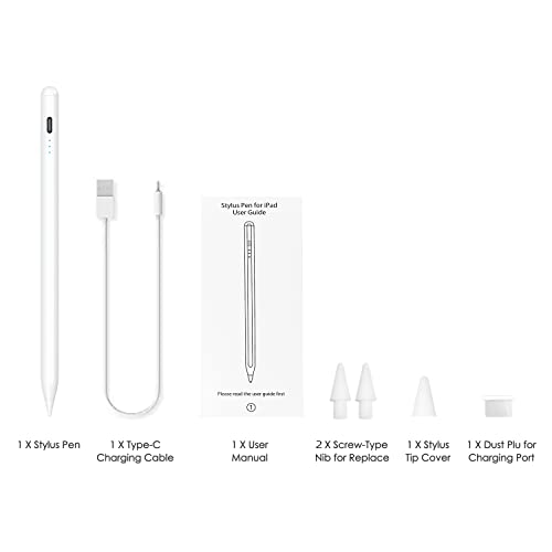 Stylus Pen for iPad 9th&10th Generation, Active Apple Pencil 1st / 2nd Generation for iPad 2018-2022, iPad Pencil Apple Pen for iPad Mini 6th, iPad Pro 11/12.9inch, iPad Air 3/4/5, iPad 6/7/8th, White