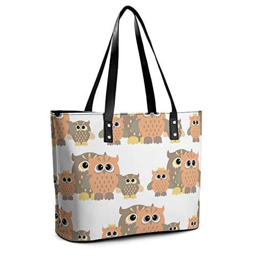 Womens Handbag Owls Leather Tote Bag Top Handle Satchel Bags For Lady