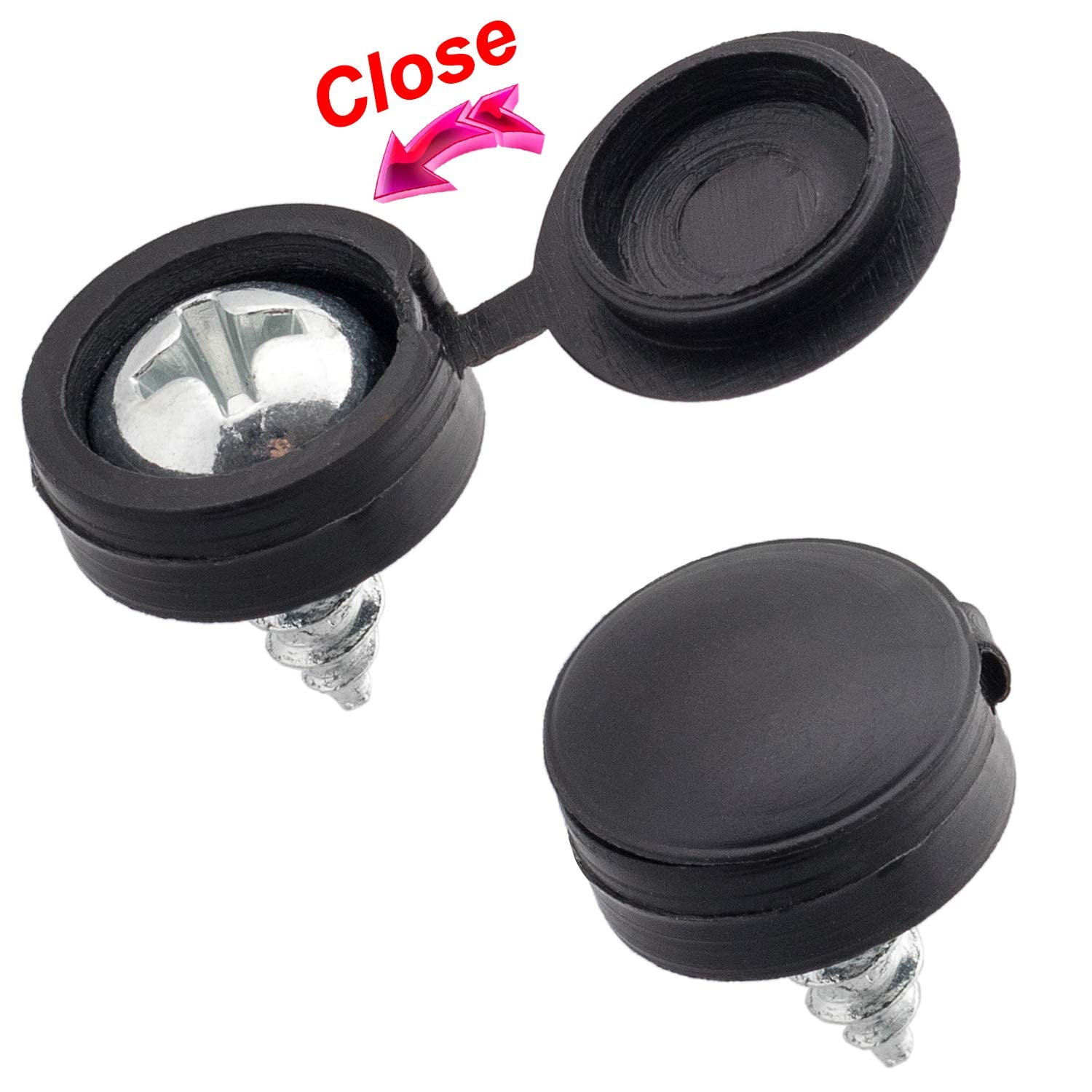 Persberg 180Pcs Colorful Pieces Hinged Screw Cover Caps Plastic Screw Caps Fold Screw Snap Covers Washer Flip Tops (Black, White, Brown) 286