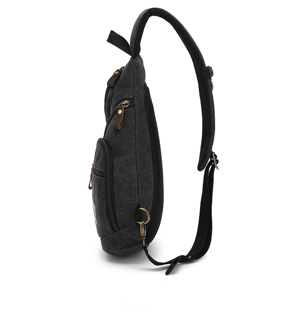 Canvas Sling Bag Crossbody Backpack Over Shoulder Daypack Casual Cross Chest Side Pack Outdoor Cycling Hiking Travel (Green)