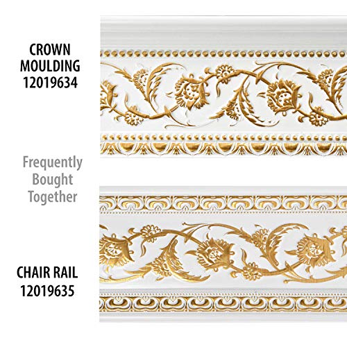 AFD Home 6 Pieces Chair Rail 94 Inch (Gold on French White Floral Chair Rail 94 Inch)