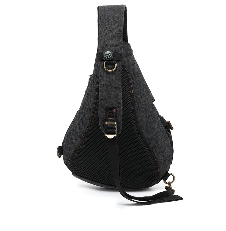 Canvas Sling Bag Crossbody Backpack Over Shoulder Daypack Casual Cross Chest Side Pack Outdoor Cycling Hiking Travel (Green)