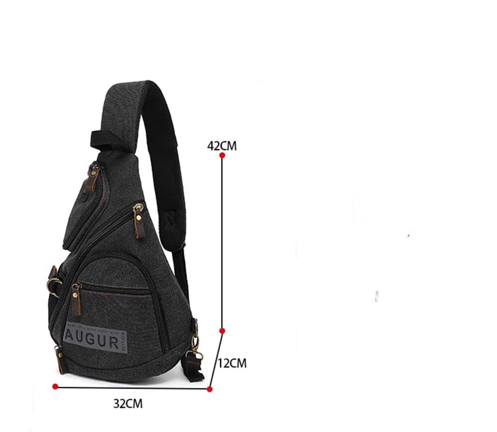 Canvas Sling Bag Crossbody Backpack Over Shoulder Daypack Casual Cross Chest Side Pack Outdoor Cycling Hiking Travel (Green)