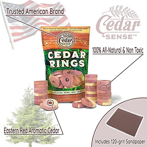 Cedar Sense Cedar Rings & Balls - 30 & 60 Pack Combo Save $$$ When You Buy 2 Combined - Cedar Blocks for Clothes Storage - Cedar for Closets - Closet Freshener - Cedar for Hangers