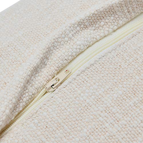 Creative Co-Op Cotton Lumbar Embroidered Curved Pattern & Tassels, Cream Color & Blue Pillow, Cream & Blie