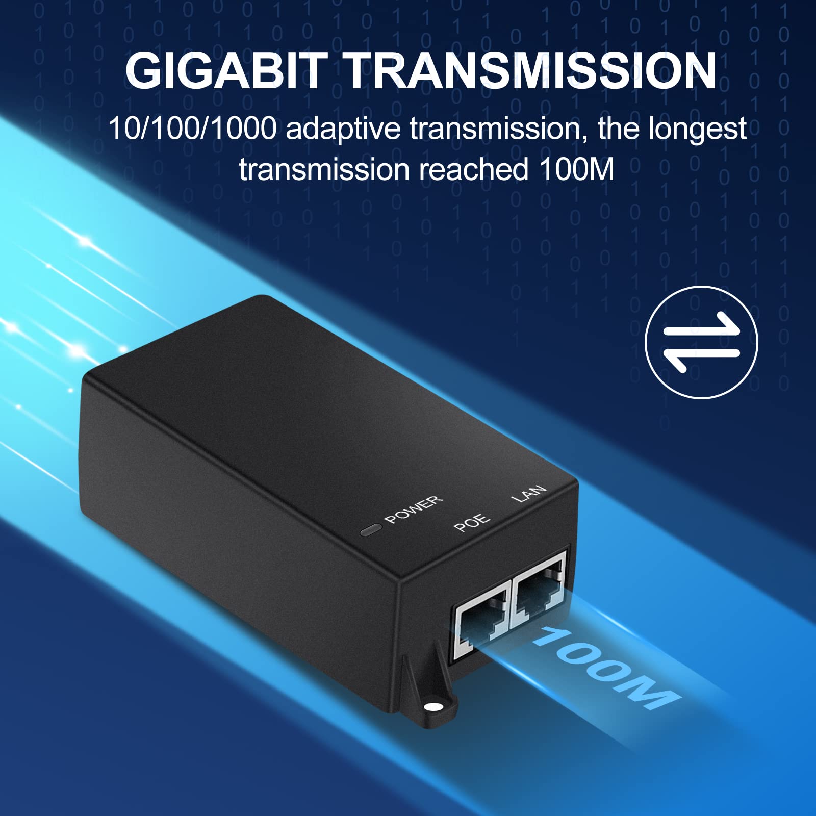 PoE Injector Adapter, NEWCARE 48V Gigabit PoE Adapter 30W, RJ-45 10/100/1000 Mbps, Up to 100 Meters (328 Feet), Support Wall-Mount, Use for IP Camera AP Switch 45+ 78- PoE Power Supply(Non-Standard)