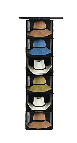 TreeHouse London Cowboy Hat Rack Storage with Dust Cover - XL 6 Shelf Hanging Hat Organizer for Men and Womens Closets - Wardrobe Hanging Cowboy Cap Hat Holder for Wide Brimmed Hats