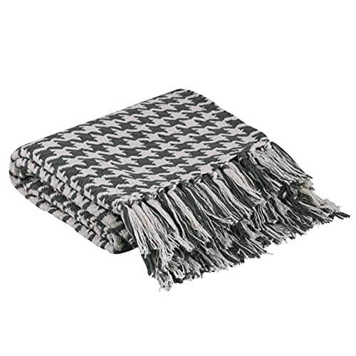 Pattern Throw Blanket 50x60 - 100% Cotton Throw Blanket with Fringe for Couch Bed Chair - Unique Designed Bed Throw Blanket - Warm Cozy Knitted Stripes Throw Blanket - Decorative Farmhouse Blanket