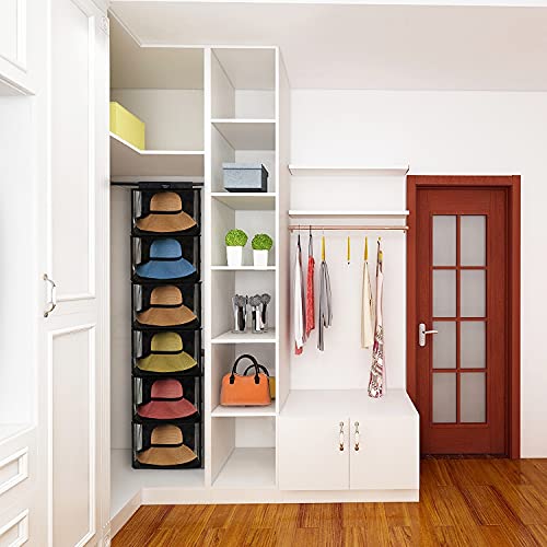 TreeHouse London Cowboy Hat Rack Storage with Dust Cover - XL 6 Shelf Hanging Hat Organizer for Men and Womens Closets - Wardrobe Hanging Cowboy Cap Hat Holder for Wide Brimmed Hats