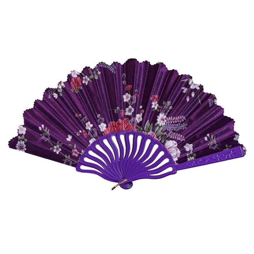 Hand Fan Folding Fan,Hand-held Fan,Wedding Folding Fan Chinese Style Dance Wedding Party Lace Silk Folding Hand Flower Fan Fans Hand Paper Folding Props Vintage Style