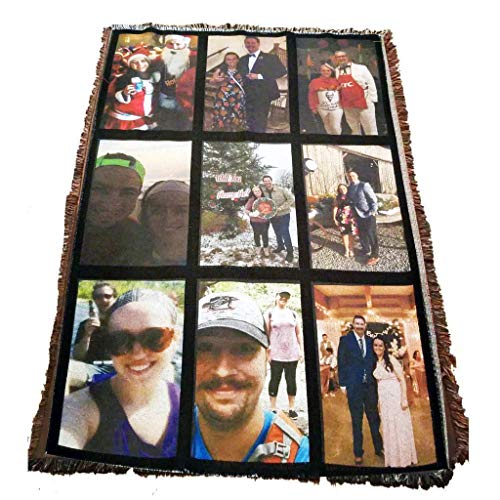 VictoryStore Blanket - Custom Wedding Photo Woven Blanket, Full Color Print - 35 inches x 54 inches Woven Photo Throw Blanket Full Size Custom Photo Gift Blanket (9 Photos)