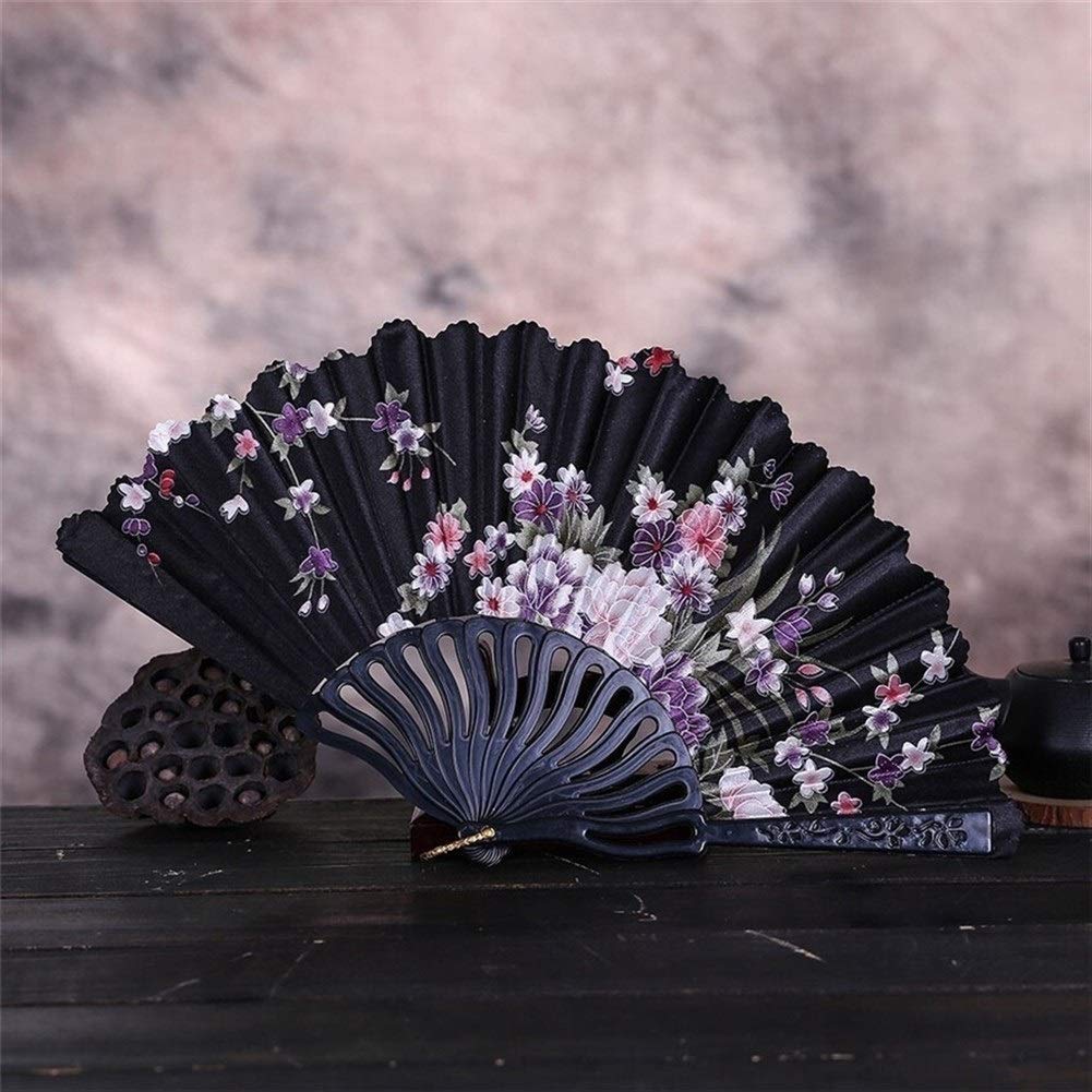 Hand Fan Folding Fan,Hand-held Fan,Wedding Folding Fan Chinese Style Dance Wedding Party Lace Silk Folding Hand Flower Fan Fans Hand Paper Folding Props Vintage Style